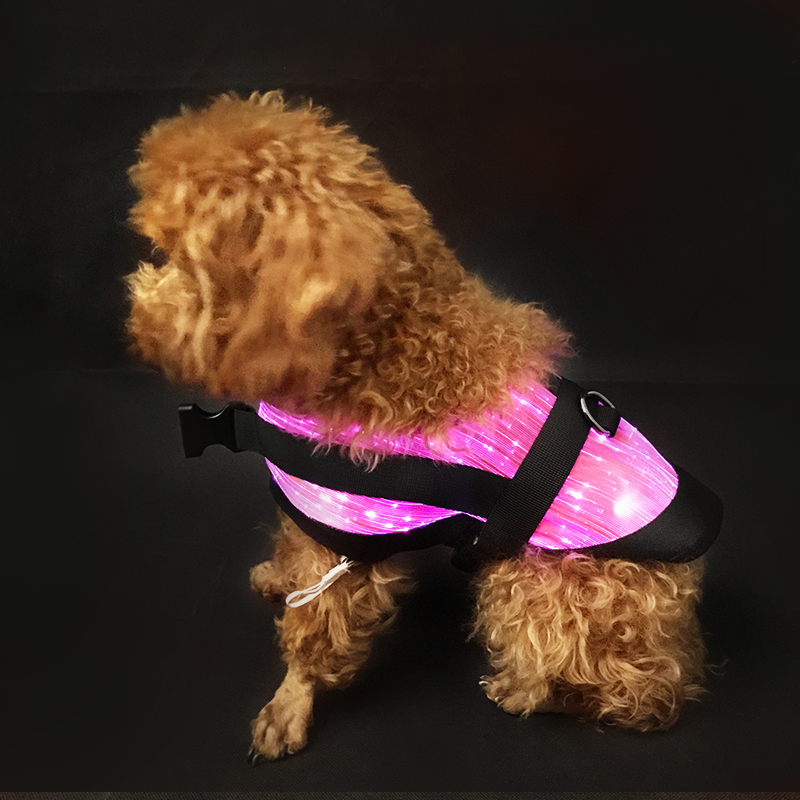 China Luminous fiber optic fabric Led pet vest factory and ...